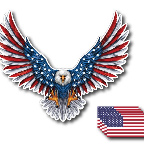 American Flag Attack Bald Eagle Wings Decal - Etsy