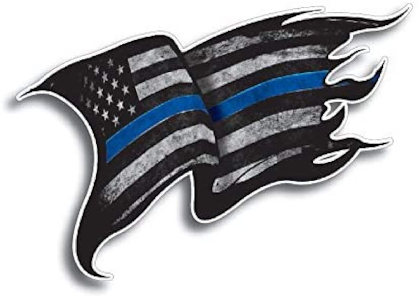 Thin Blue Line Tattered Waving Flag Police Officer Gift US - Etsy