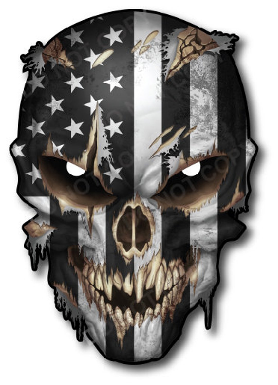 Large USA American Flag Skull Sticker Ddecal for Cars Trucks Windows ...