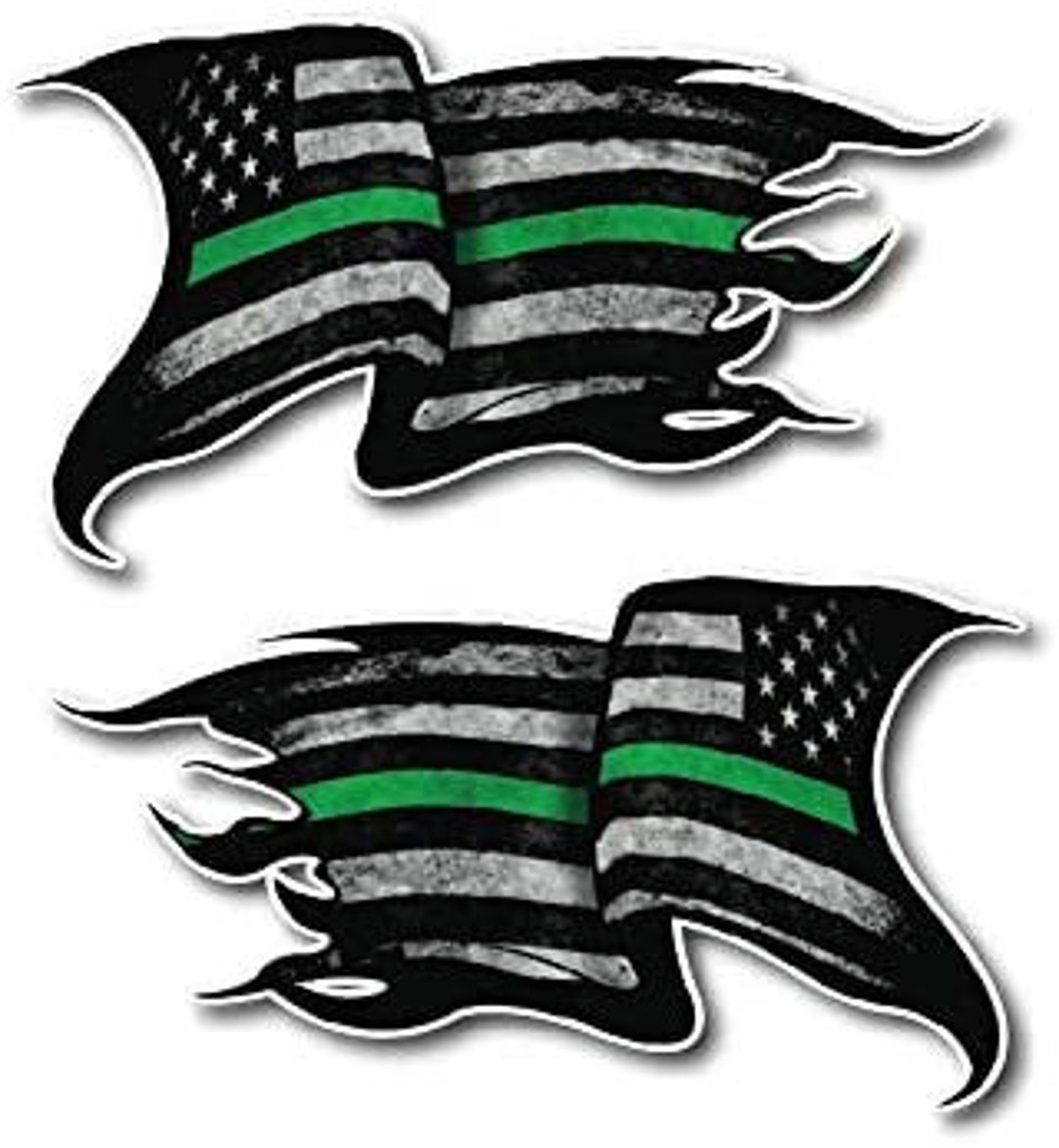 Thin Green Line Vinyl Decals Tattered Regular and Reversed Pack I ...
