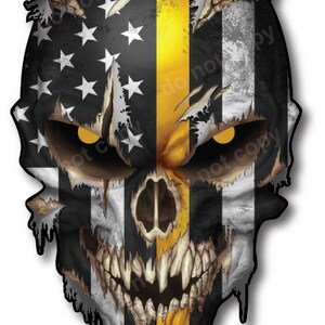 Thin Yellow Line Dispatcher Punisher Skull USA American Flag Hardhat ...