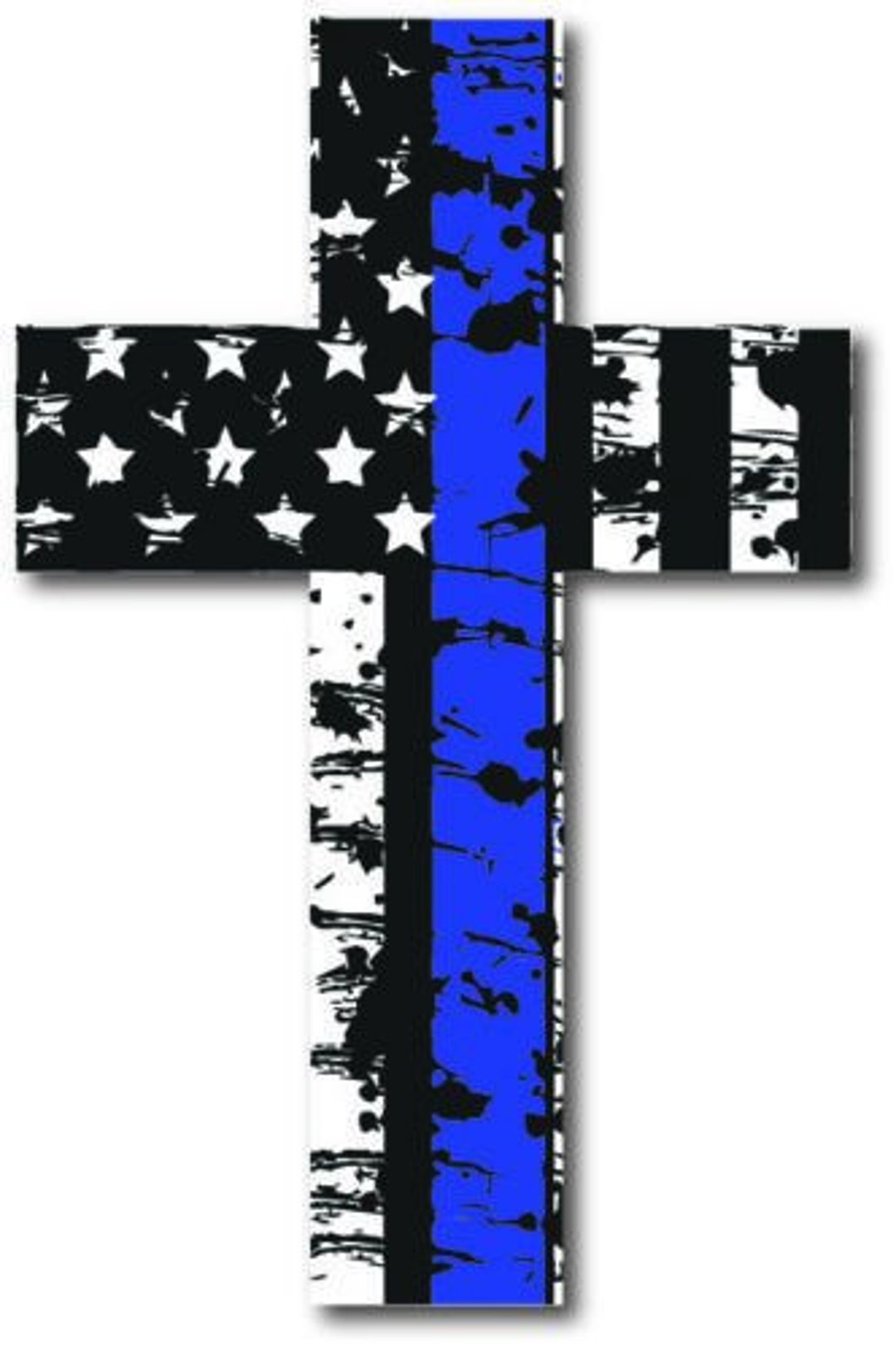 Thin Blue Line Cross Decal Sticker Car Truck Police Officer Cop Blue ...