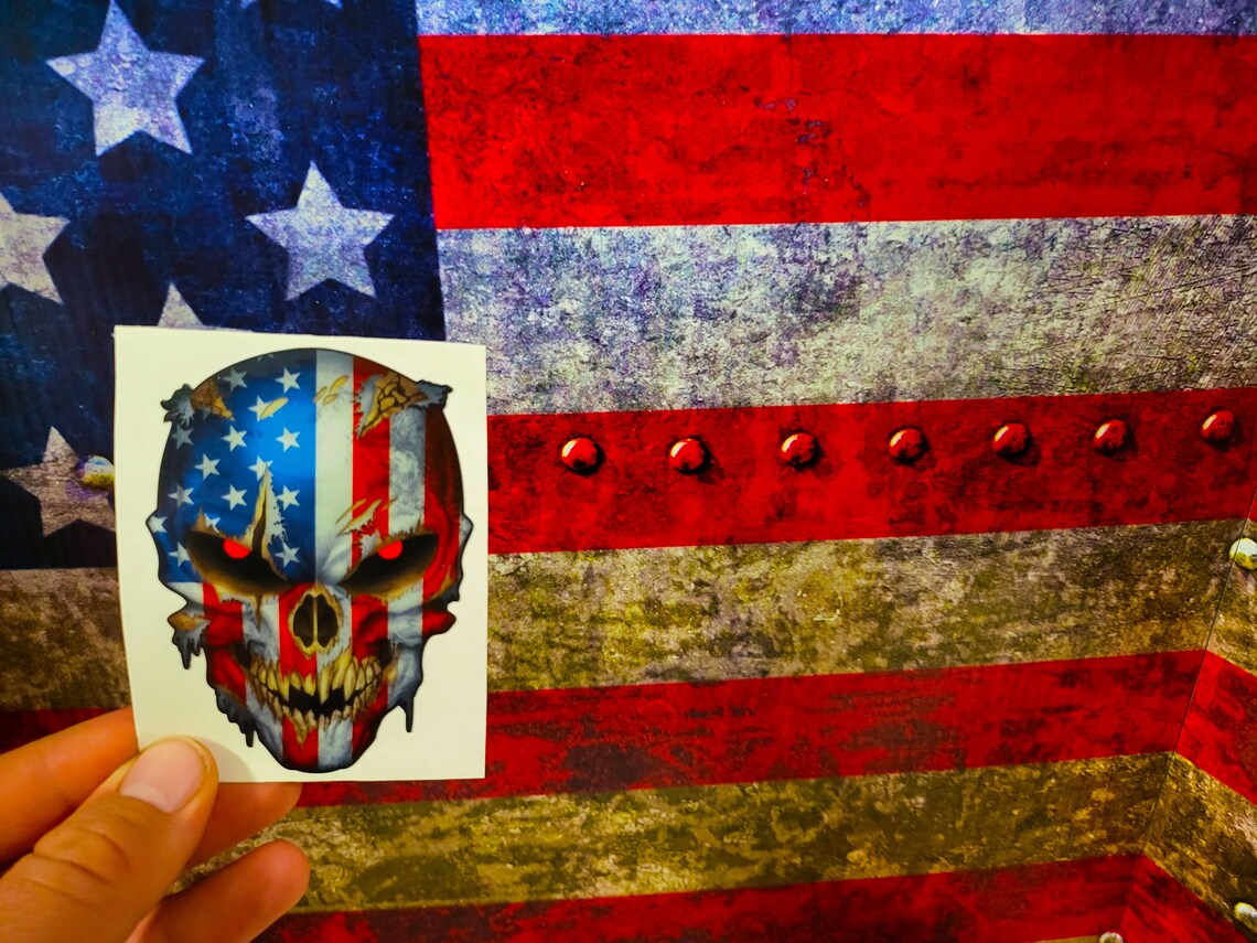 American Flag Skull Reflective 3M Decal Sticker Car Truck - Etsy