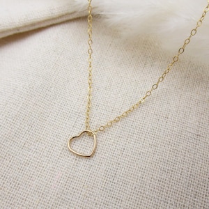 Gold Floating Heart Necklace, Real Gold Filled Valentines Day Gift - Etsy