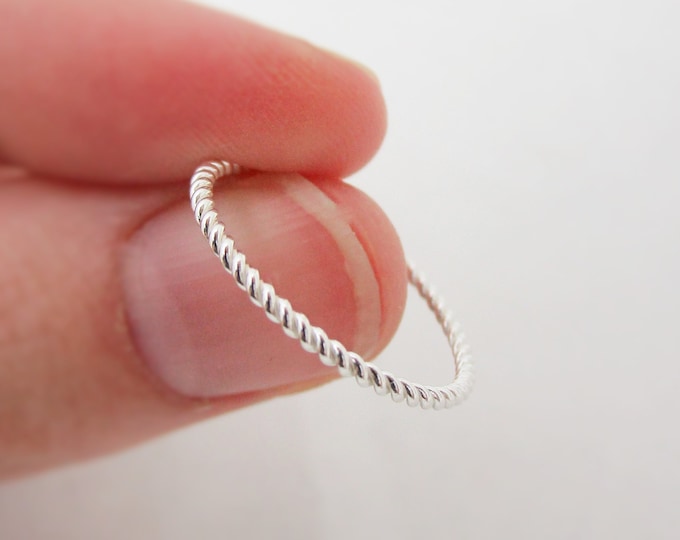 Sterling Silver Twisted Stacking Rings for Women Ultra Thin Band Stack ...