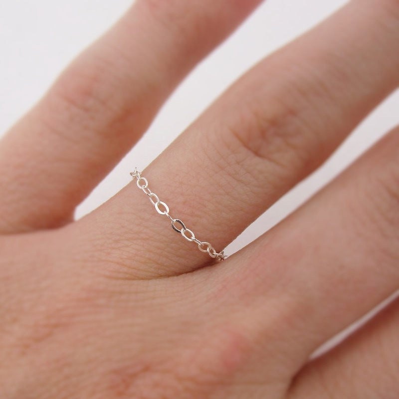 Silver Chain Ring - Etsy