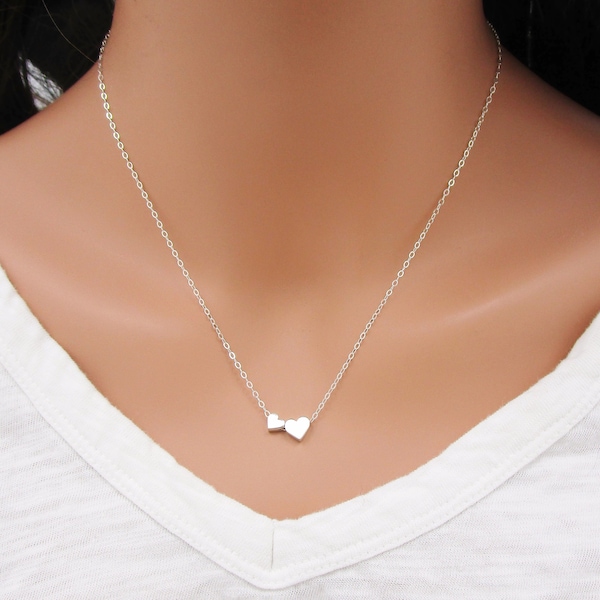 Double Heart Necklace - Etsy