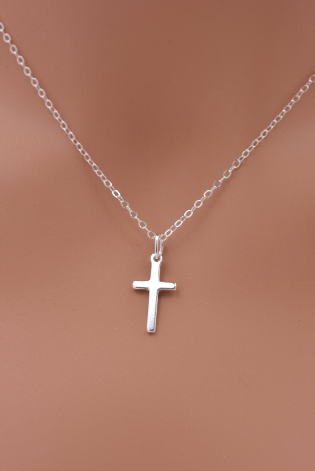 Sterling Silver Cross Necklace Small Dangle Cross 925 - Etsy