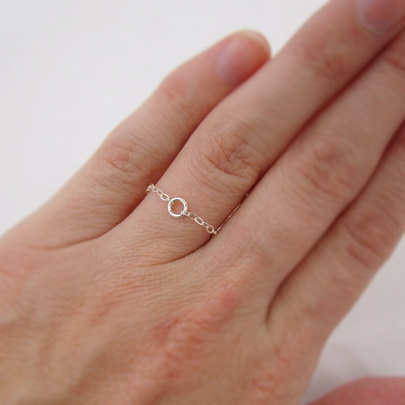 Sterling Silver Chain Ring Dainty Thin Ring Stackable - Etsy