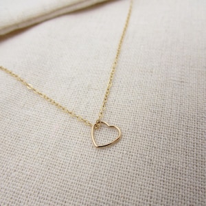 Gold Floating Heart Necklace, Real Gold Filled Valentines Day Gift - Etsy