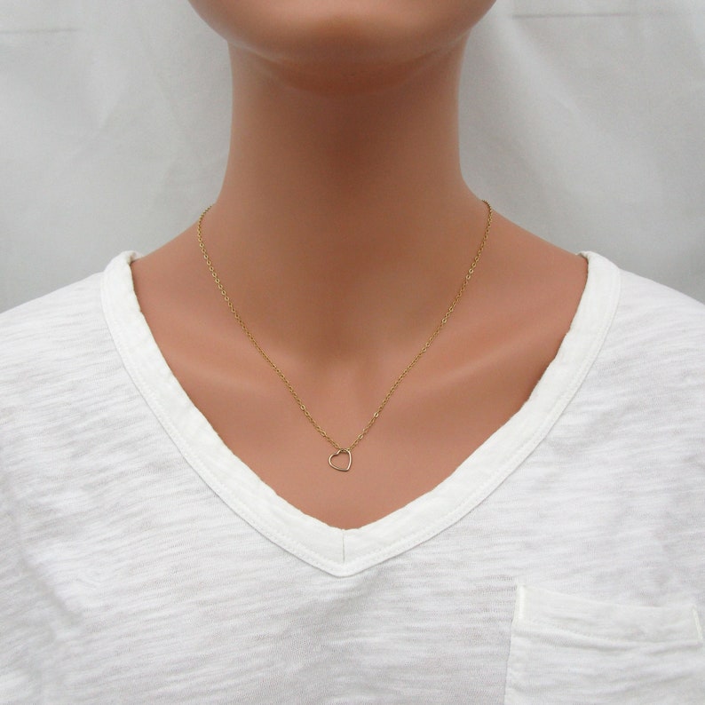 Gold Floating Heart Necklace, Real Gold Filled Valentines Day Gift - Etsy
