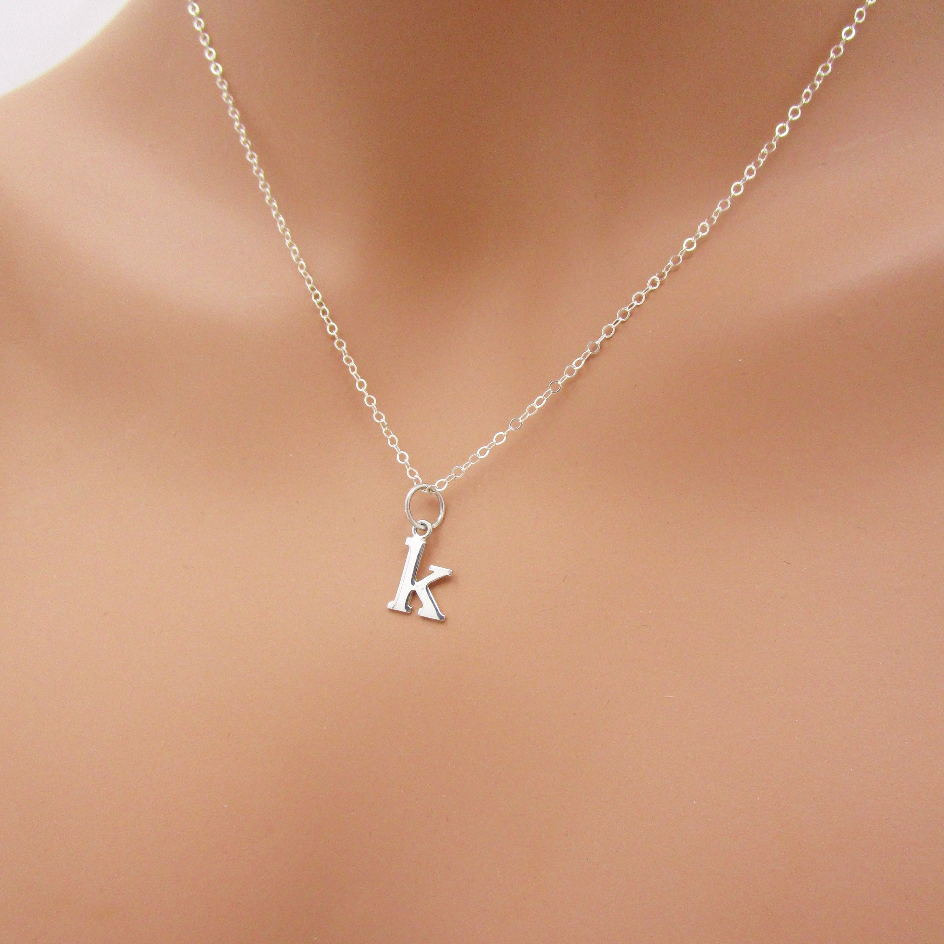 Sterling Silver Initial Necklace Personalized Letter | Etsy