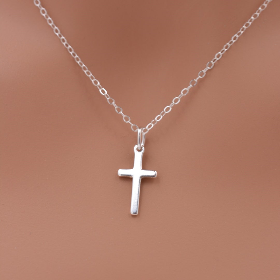 Solid Sterling Silver Child's Tiny Cross Necklace, First Communion or ...
