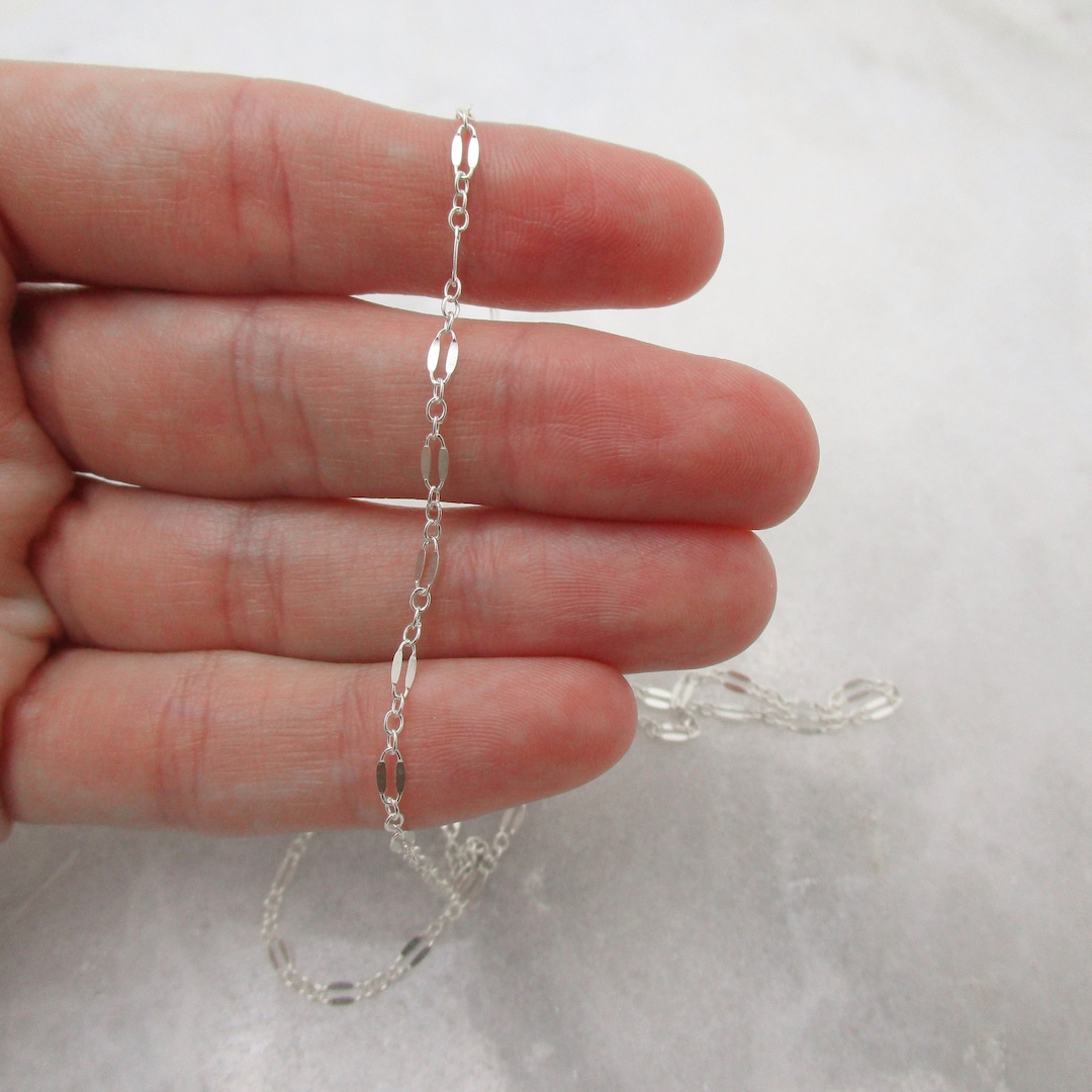 Dainty Sparkle Chain Necklace, 925 Sterling Silver Lace Sequin Choker ...