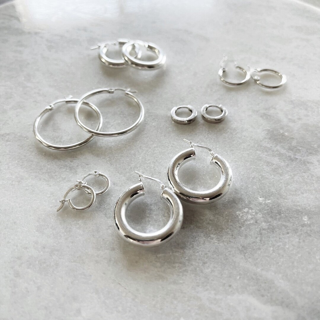 925 Sterling Silver Hoops Collection - Chunky, Thick, Thin Small Hoop ...