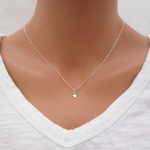 Sterling Silver Tiny Star Necklace, Shiny Silver Little Star Charm ...