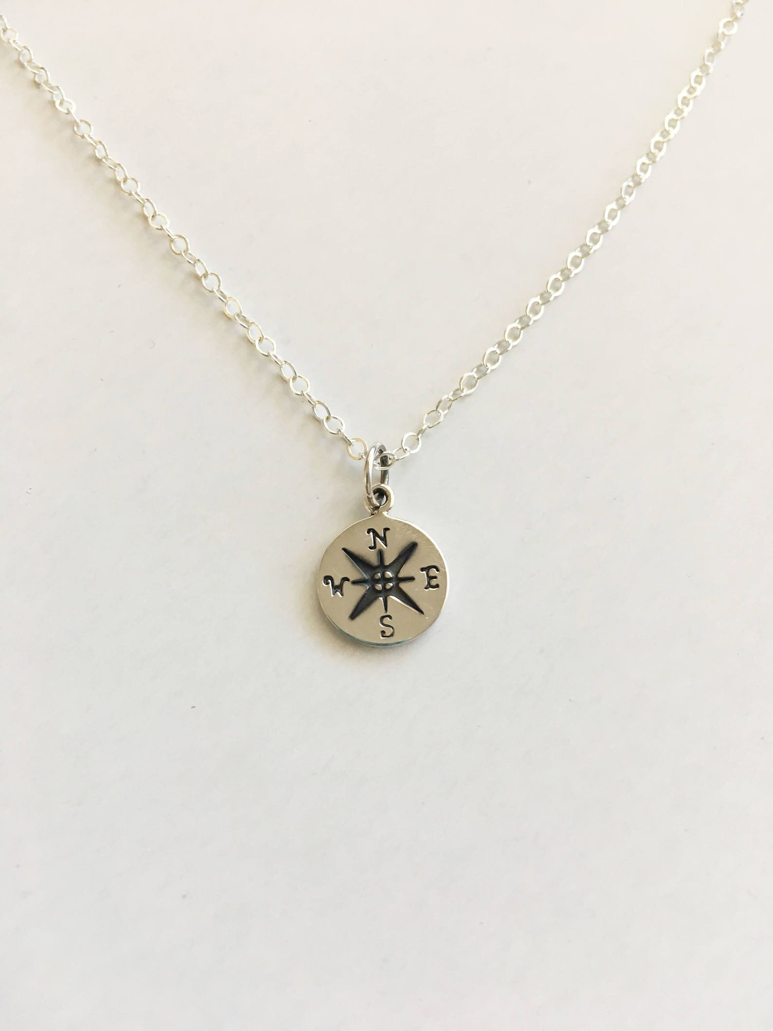 Tiny Compass Rose Necklace in Sterling Silver - Etsy