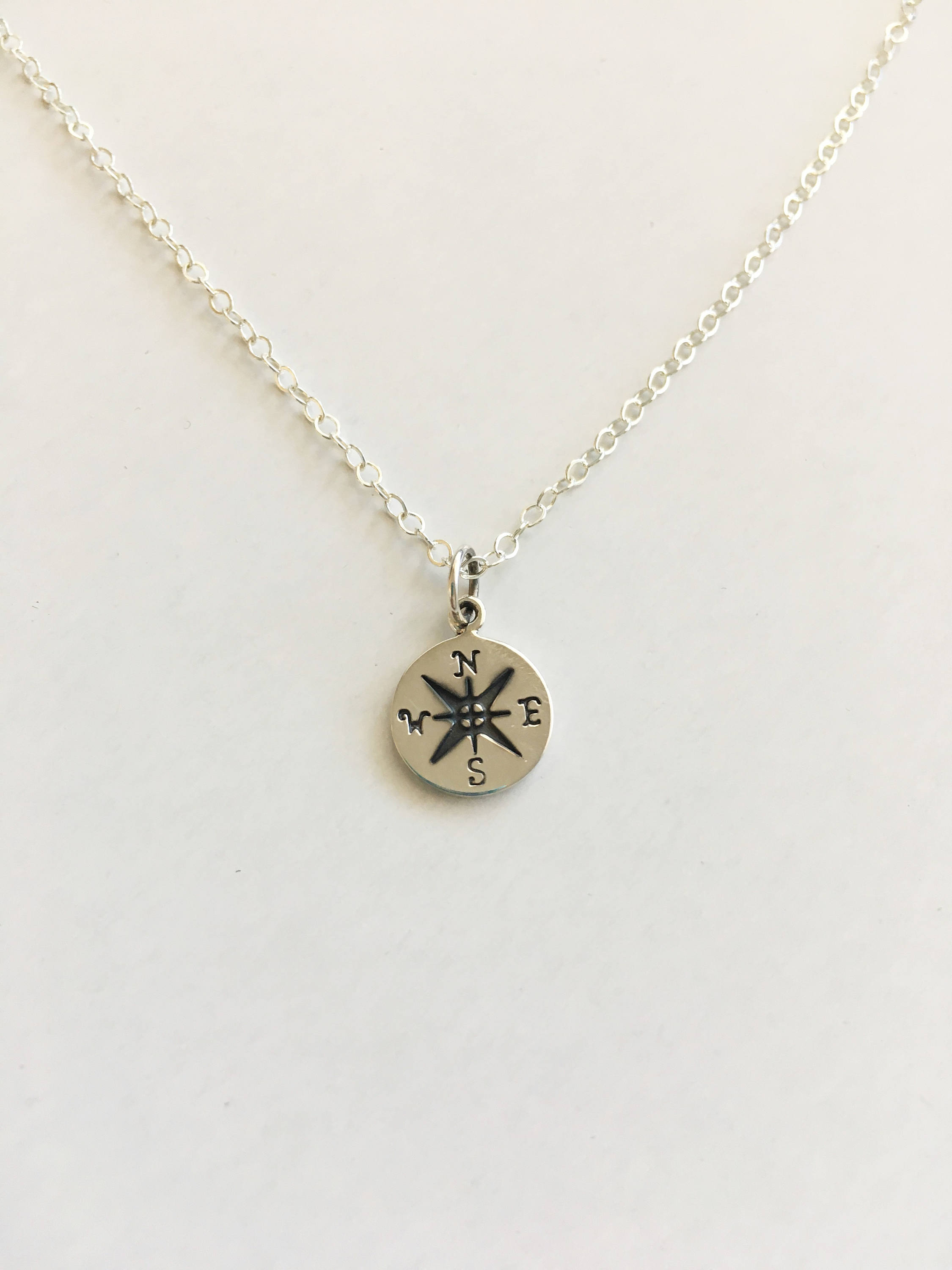 Tiny Compass Rose Necklace in Sterling Silver - Etsy