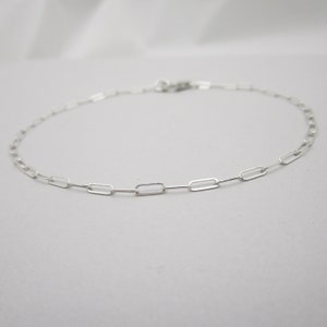 Sterling Silver Dainty Chain Bracelet, Tiny Mini Paperclip - Etsy