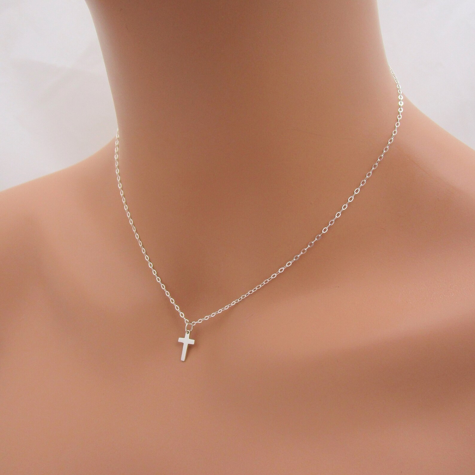 Sterling Silver Childs Tiny Cross Necklace First Communion - Etsy