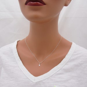 Sterling Silver Tiny Star Necklace, Shiny Silver Little Star Charm ...