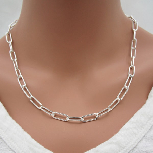 Silver Link Necklace - Etsy