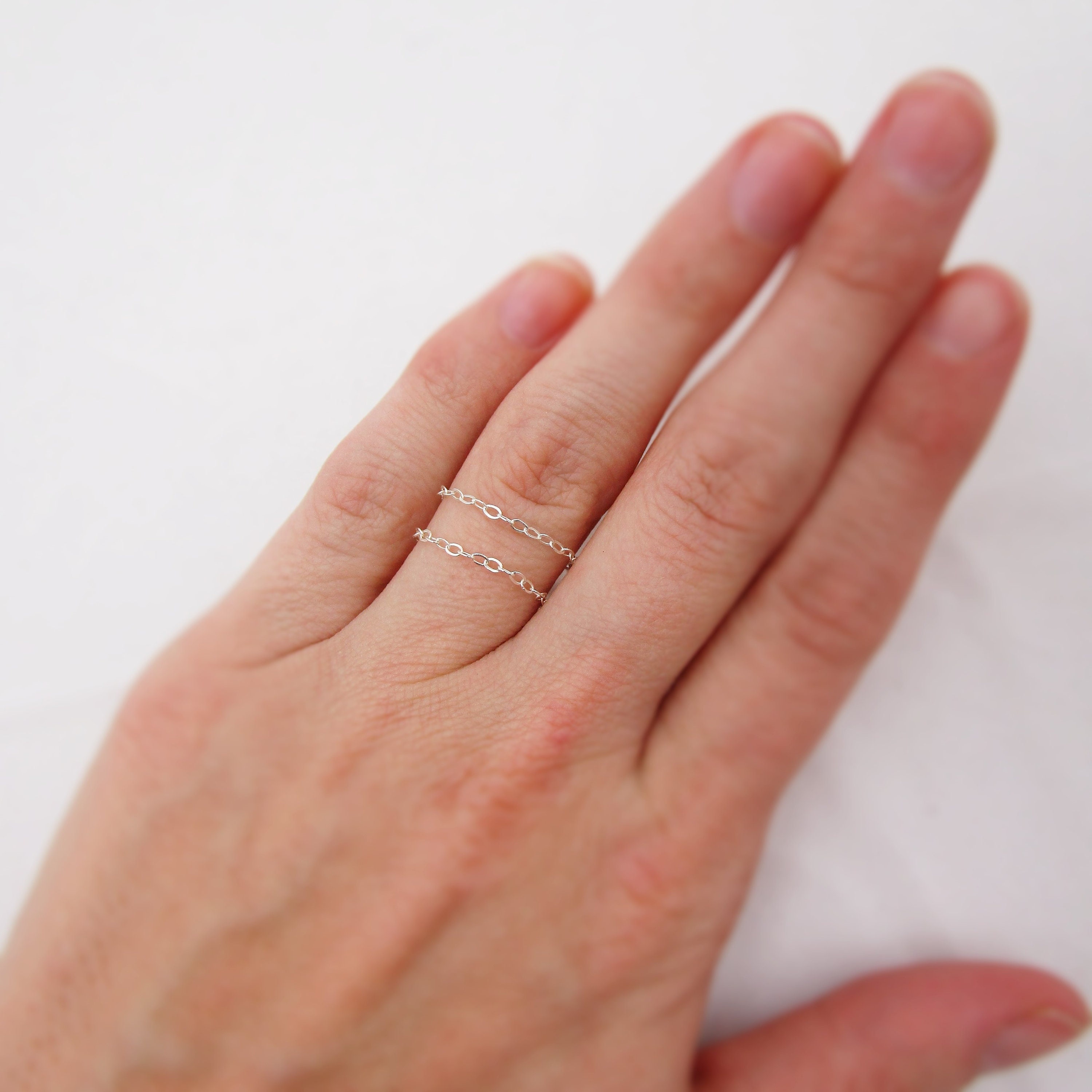 Set of 3 Sterling Silver Chain Rings Dainty Stacking Ring | Etsy