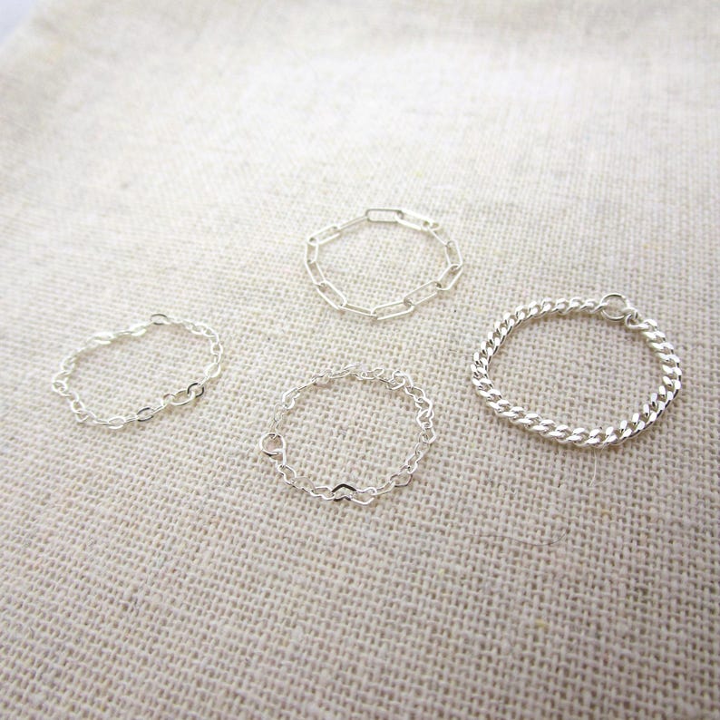 Semi Permanent Chain Ring in 925 Sterling Silver, Stacking Ring - Etsy