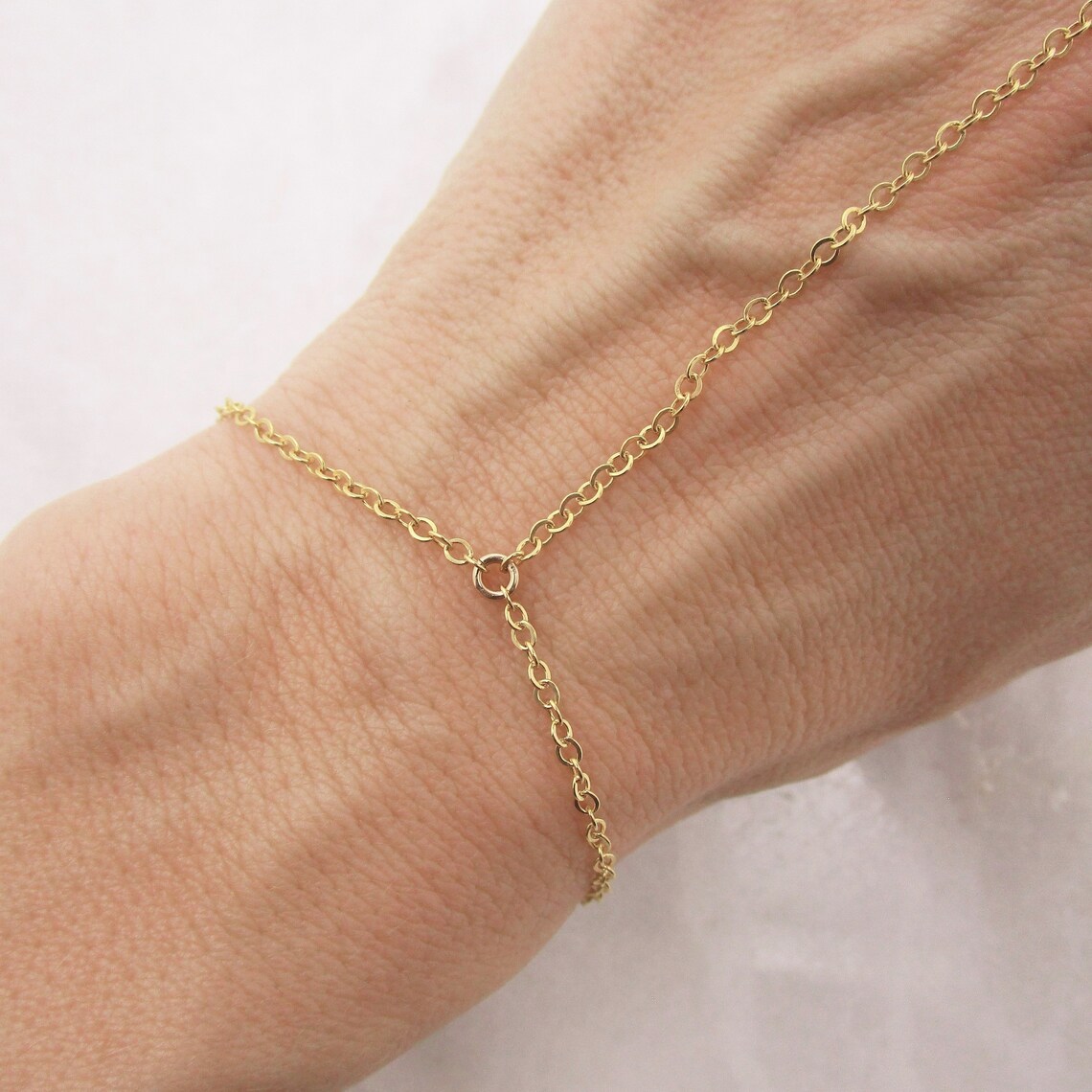 Gold Hand Chain Bracelet, 14K Gold Filled, Finger Ring - Etsy