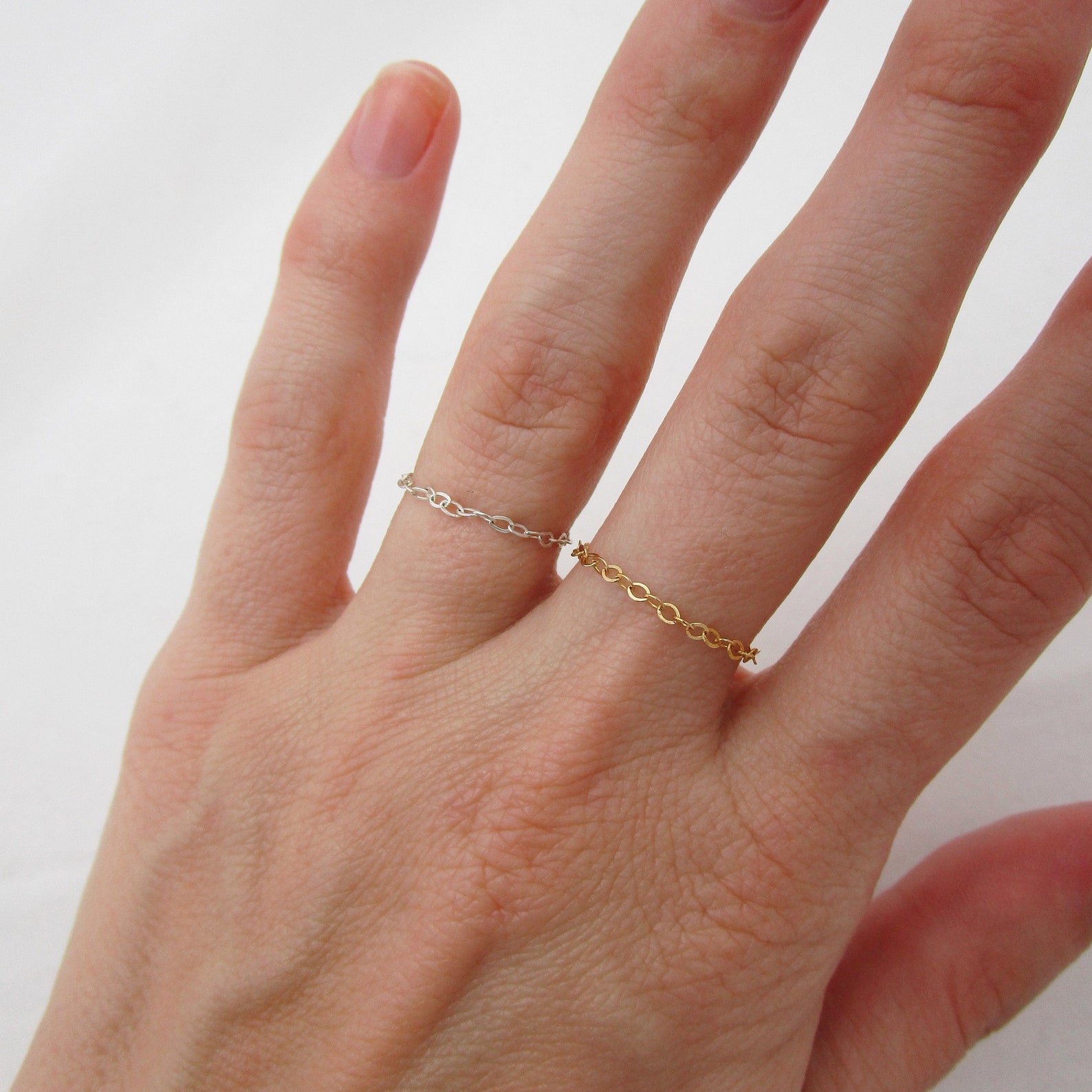 Gold Chain Ring 14K Gold Filled Chain Link Ring Dainty Gold | Etsy