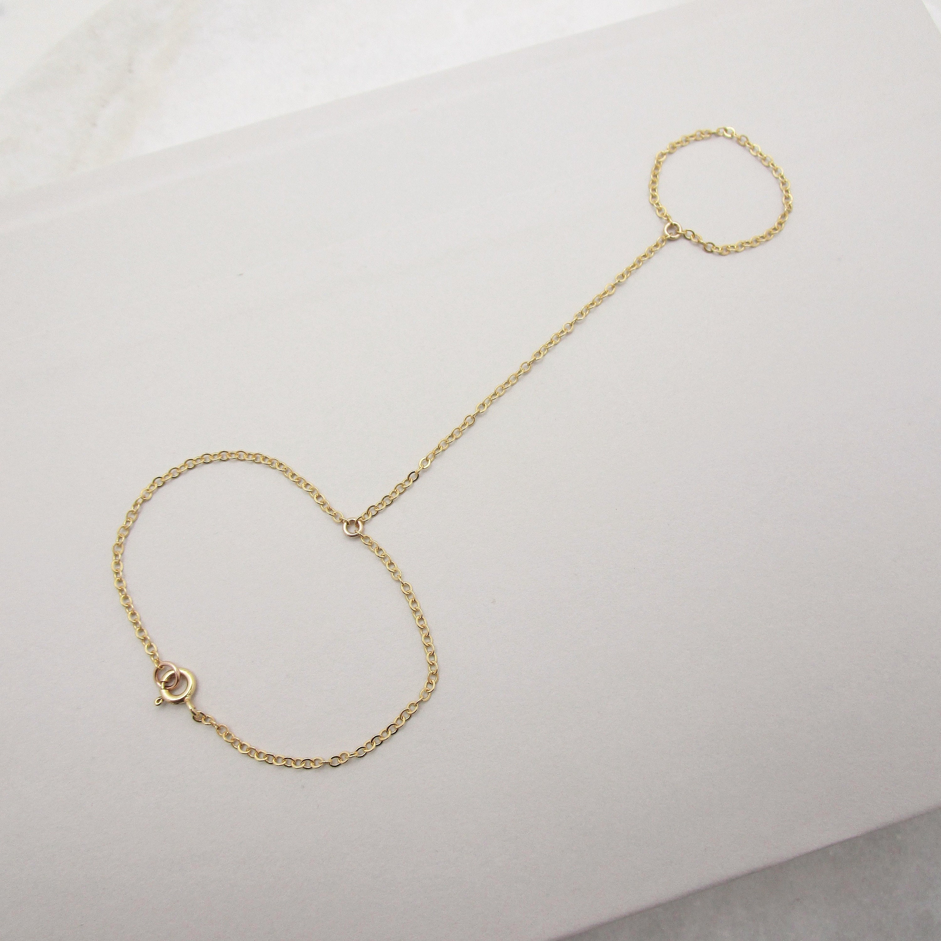 Gold Hand Chain Bracelet, 14K Gold Filled, Finger Ring - Etsy