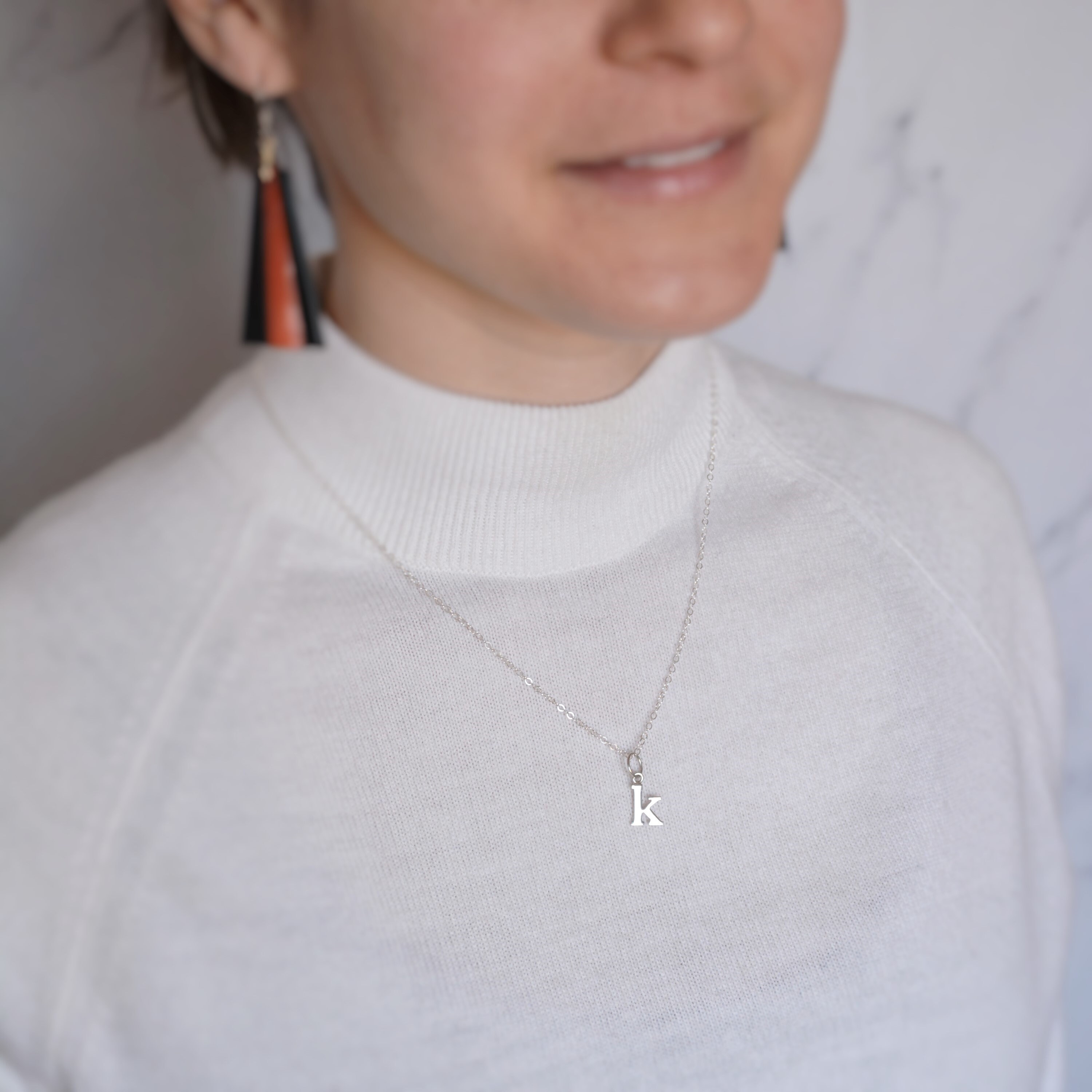 Sterling Silver Initial Necklace Personalized Letter | Etsy