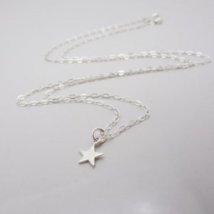 Sterling Silver Tiny Star Necklace, Shiny Silver Little Star Charm ...