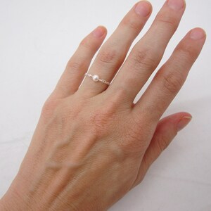Tiny Pearl Ring, 925 Sterling Silver Chain Ring, Dainty Chain Link - Etsy