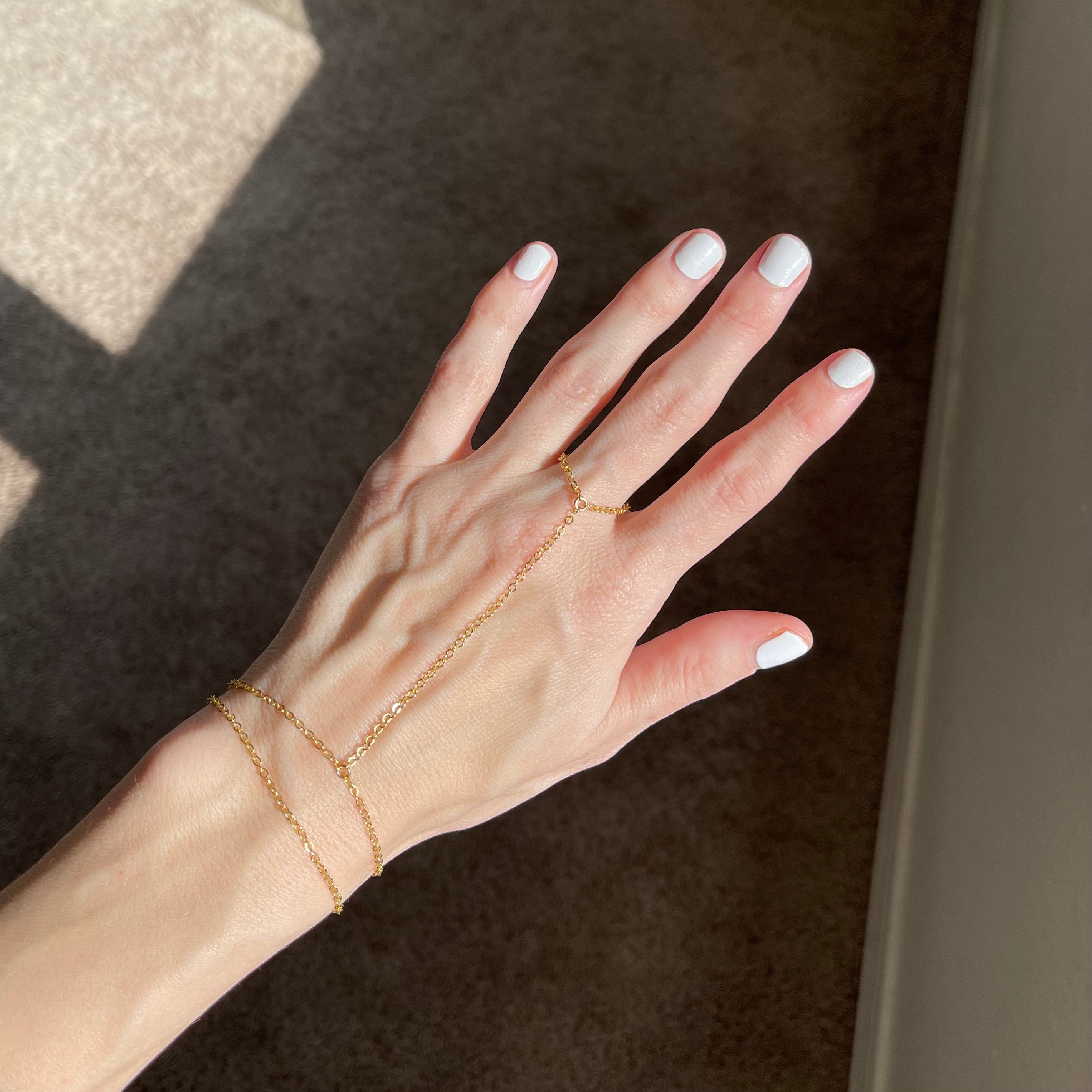 Gold Hand Chain Bracelet, 14K Gold Filled, Finger Ring - Etsy