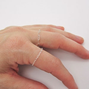 Sterling Silver Paperclip Chain Ring, Dainty Stacking Ring - Etsy