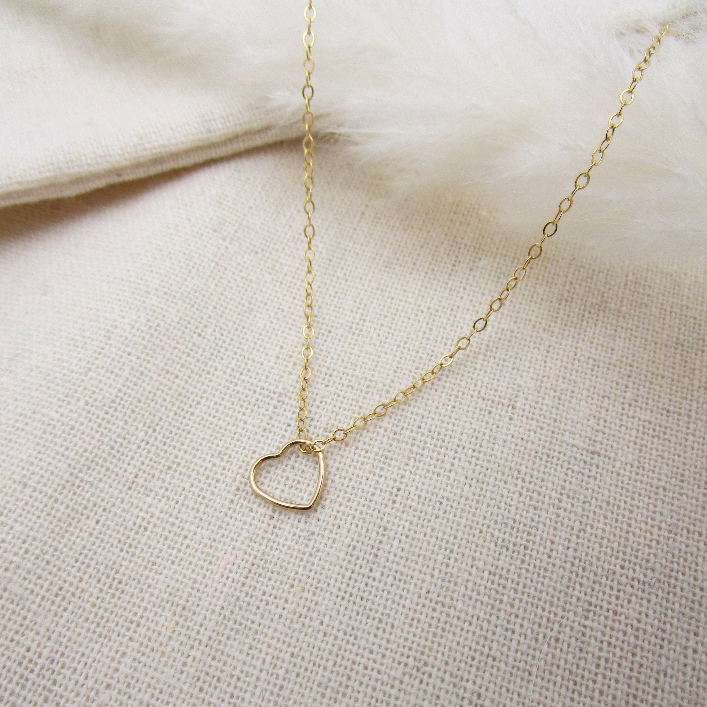 Gold Floating Heart Necklace, Real Gold Filled Valentines Day Gift - Etsy
