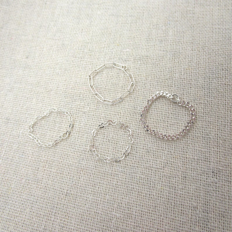 Semi Permanent Chain Ring in 925 Sterling Silver, Stacking Ring - Etsy