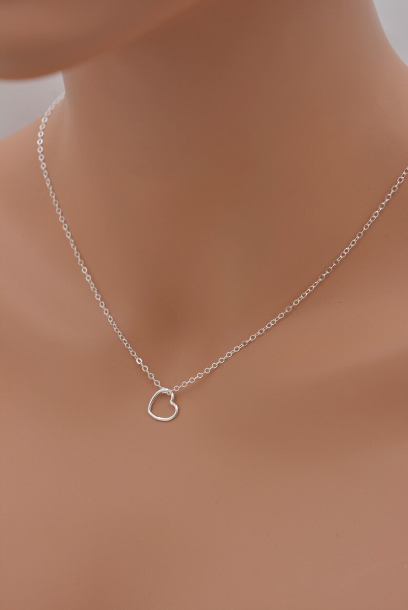 Sterling Silver Heart Necklace Open Heart Necklace Floating - Etsy