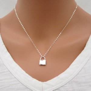 Sterling Silver Lock Necklace, Tiny Padlock Necklace, Dainty Lock ...