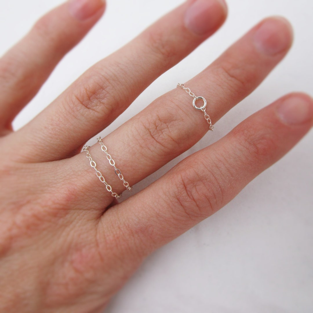 Set of 3 Sterling Silver Chain Rings, Dainty Stacking Ring Set, 3 Thin ...