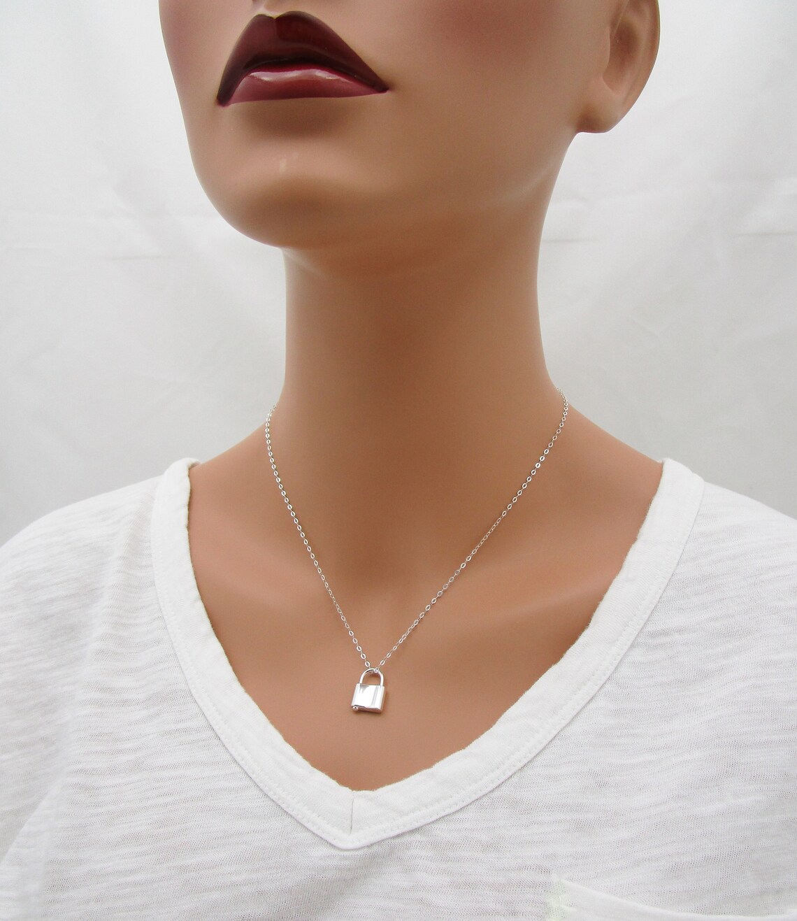 Sterling Silver Lock Necklace Tiny Padlock Necklace - Etsy