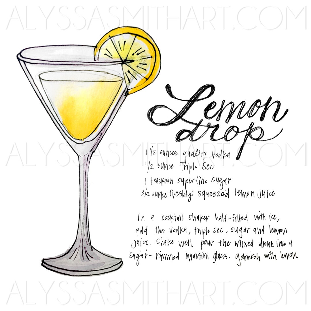 Lemon Drop Drink Print - Etsy