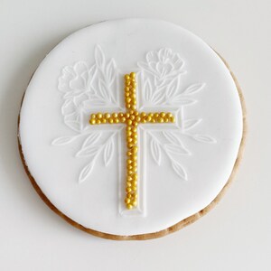 Floral Cross Embosser Stamp. Food Safe Acrylic Icing Fondant | Etsy