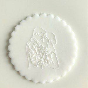 Bride and Groom Embracing Couple Embosser Stamp. Wedding Debosser ...