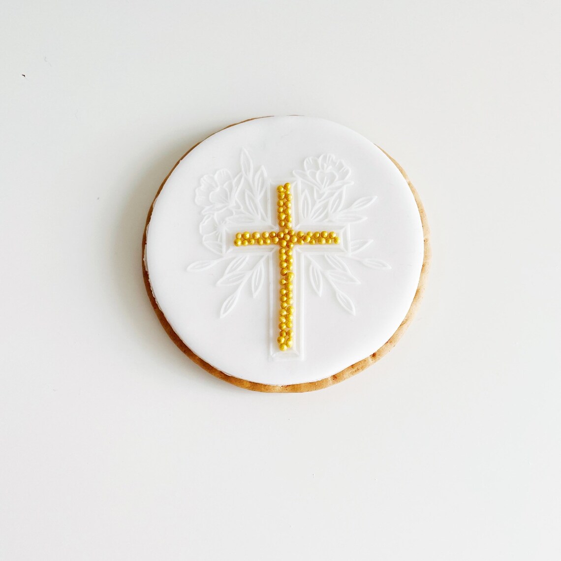 Floral Cross Embosser Stamp. Food Safe Acrylic Icing Fondant | Etsy