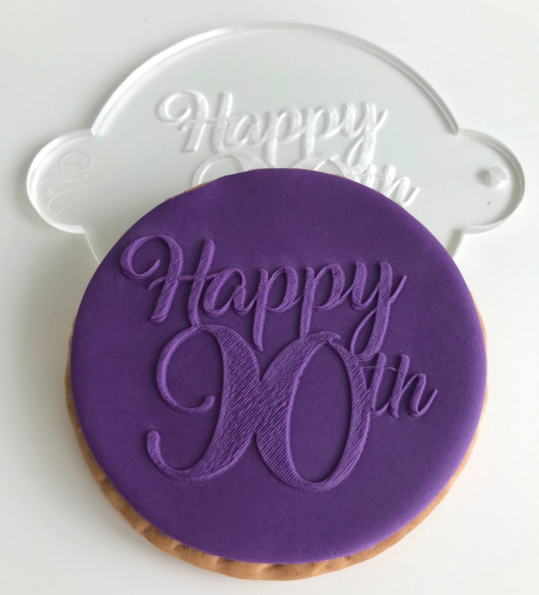 Happy 90th Embosser Stamp. Food Safe Acrylic Fondant Cookie Debosser ...