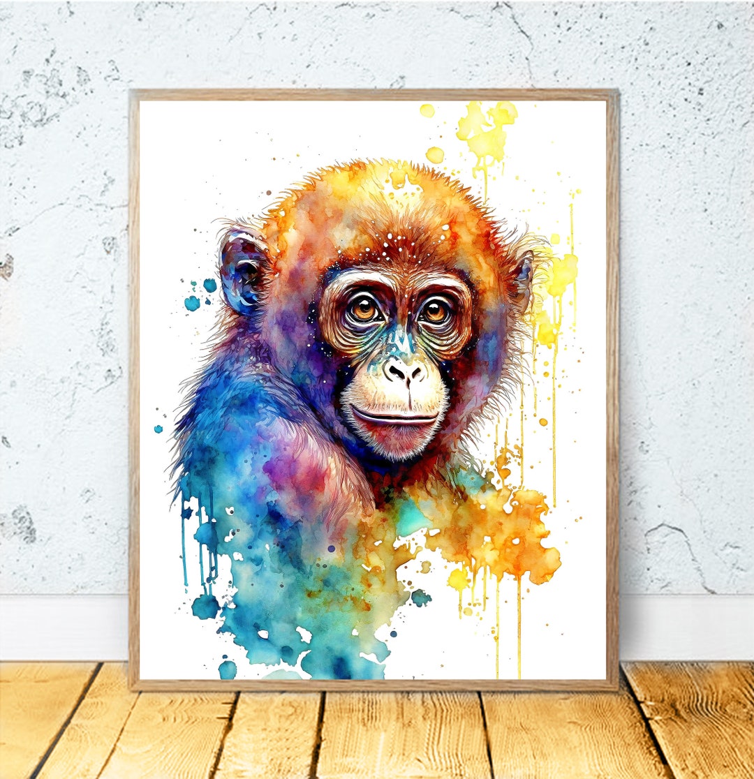 Watercolor Monkey PRINTABLE ART Monkey Print Download Monkey Poster ...