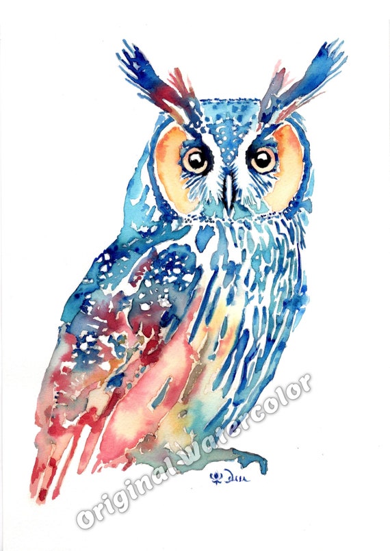 Bunte Eulenmalerei Amazon.de: OuShen Aquarell Eulenmalerei Auf