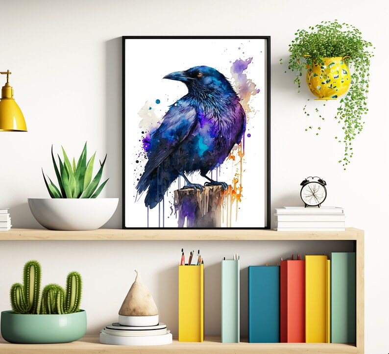 Raven Watercolor PRINTABLE ART Raven Print Instant Download Poster ...